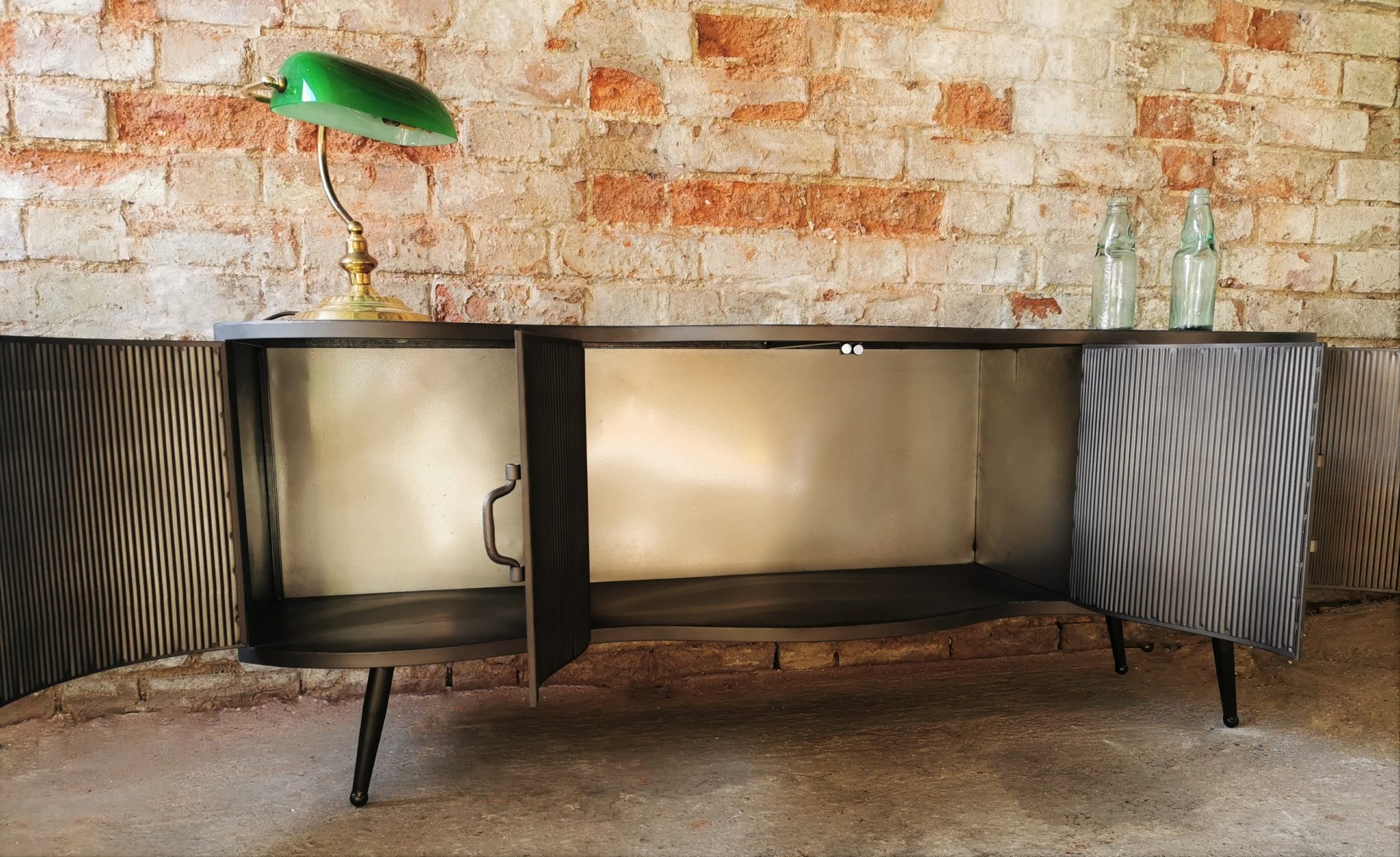 Low Slung Steel Sideboard | Retro Art Deco Style | Cambrewood