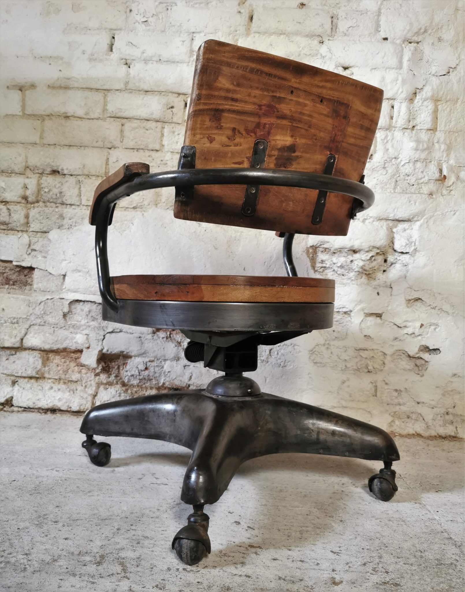 SOLD: 1930s Industrial Steel Tanker Chair - Cambrewood