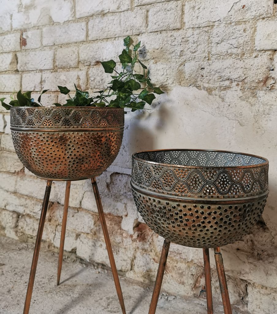 Pair of Boho Metal Planters - Cambrewood