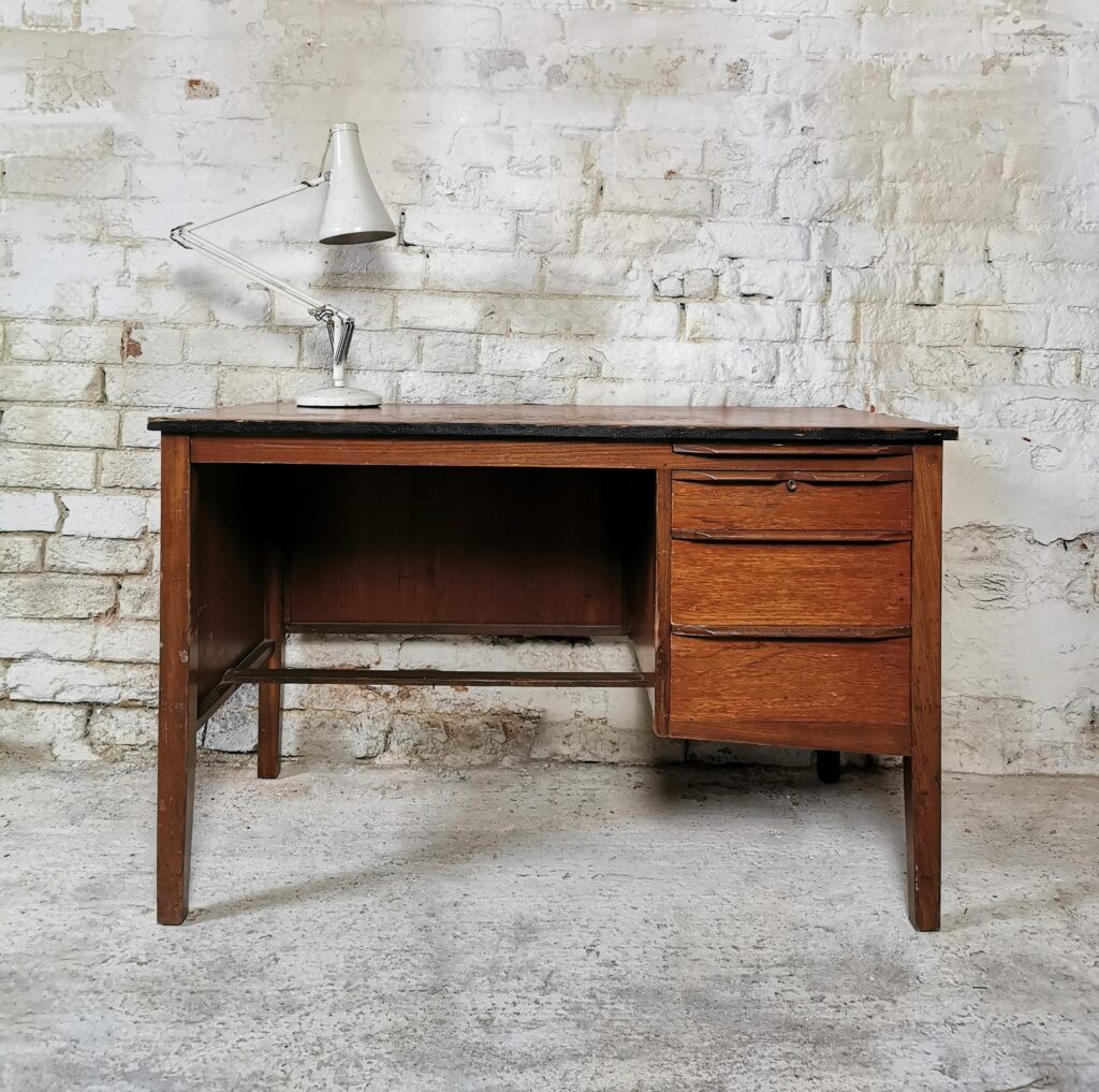 SOLD: Vintage Leather Top Study Desk - Cambrewood