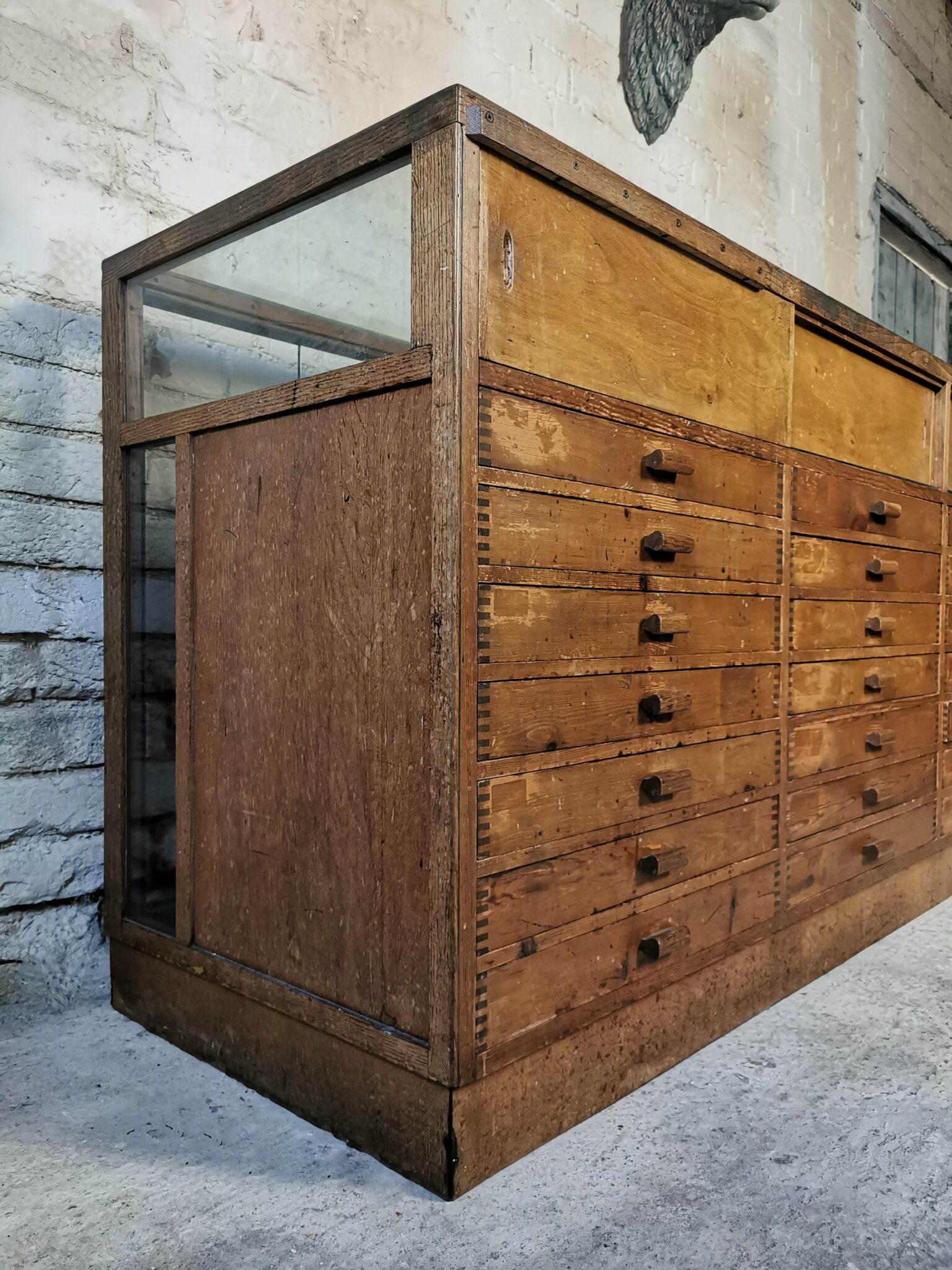 IN STOCK: XL Early 20th Century Haberdashery Shop Cabinet - Cambrewood