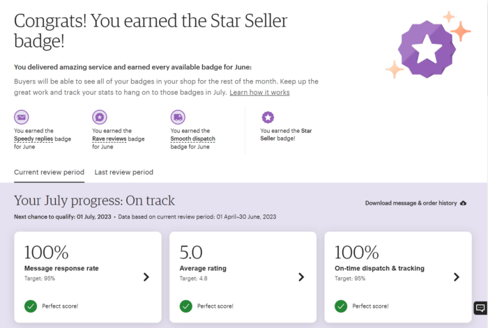 Etsy Star Seller 5 Star Rating Cambrewood