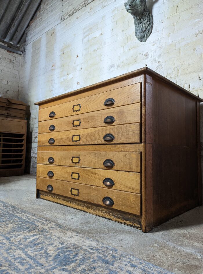 SOLD: 1940s Light Oak Architects Plan Chest (C3) - Cambrewood