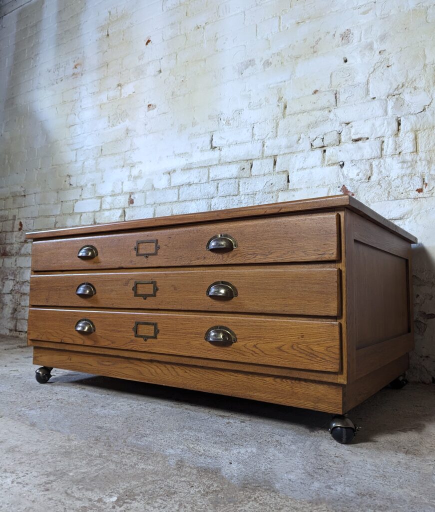 SOLD: 1940s Oak Plan Chest - Fully Restored - Cambrewood