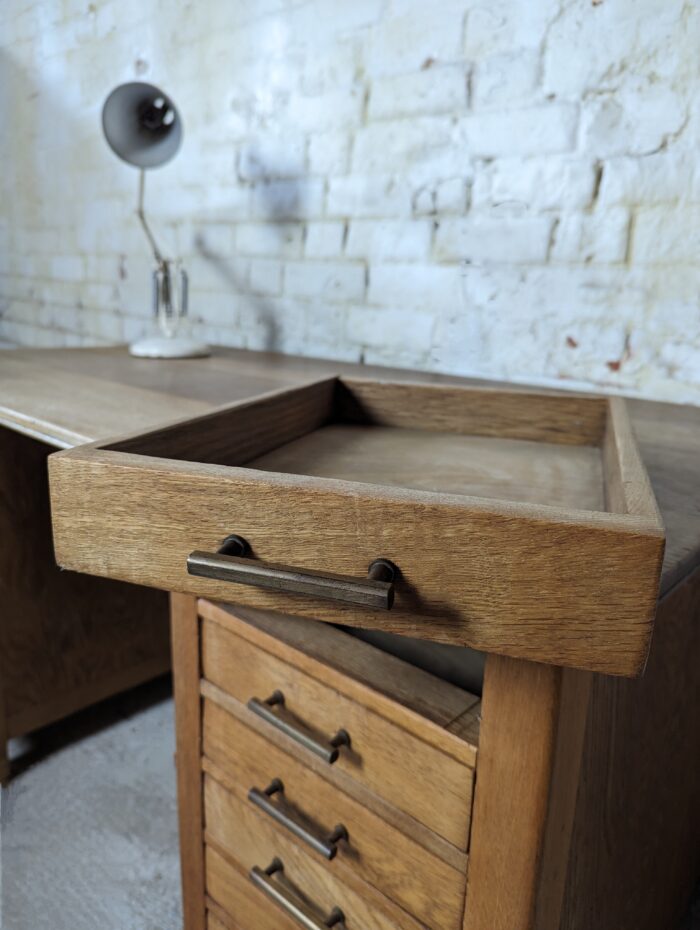 SOLD: 1930s Solid Oak Laboratory Desk - Cambrewood