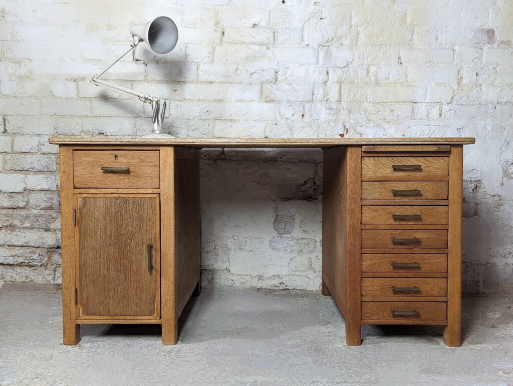 SOLD: 1930s Solid Oak Laboratory Desk - Cambrewood